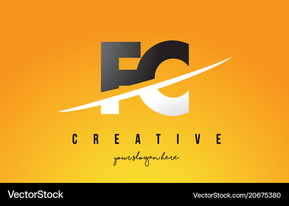 Fc f c letter modern logo design with yellow Vector Image