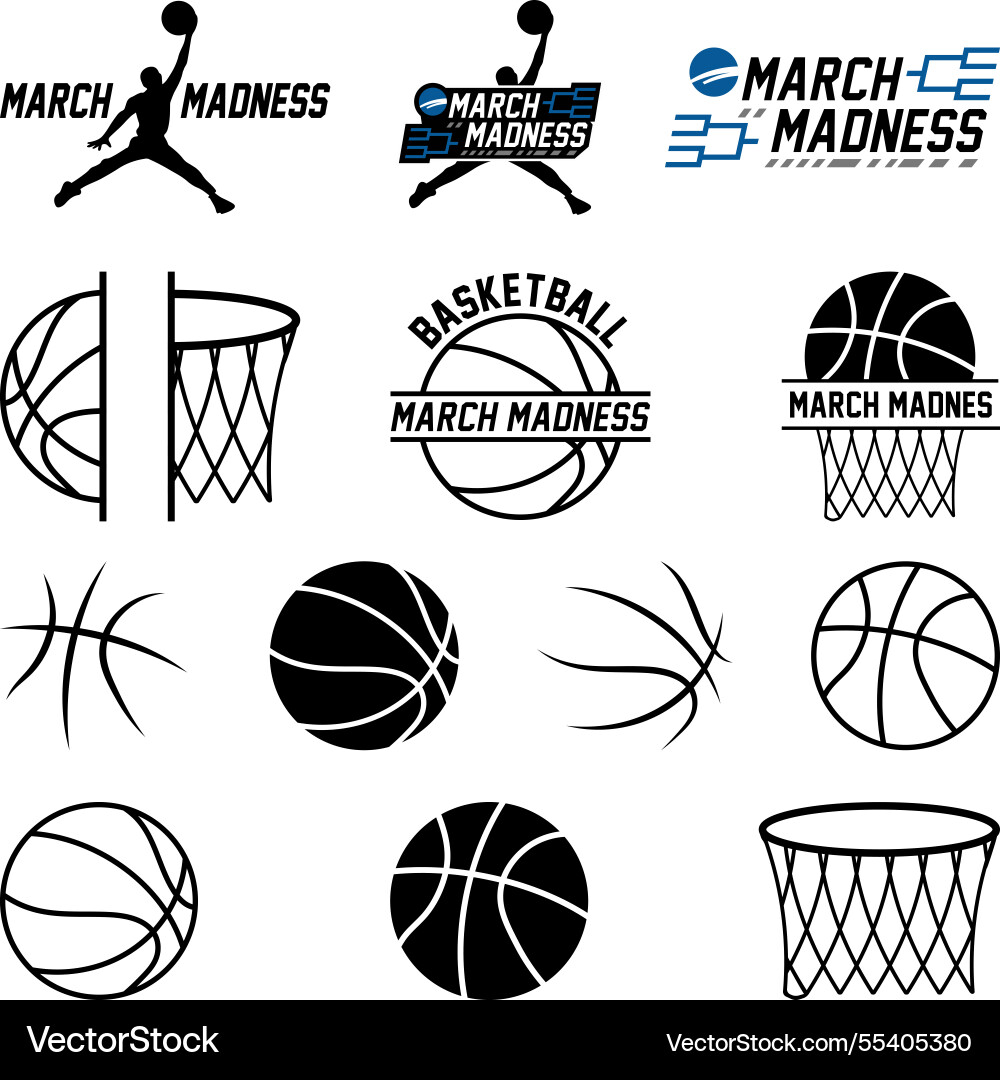 March Madness Basketball Icons Royalty Free Vector Image