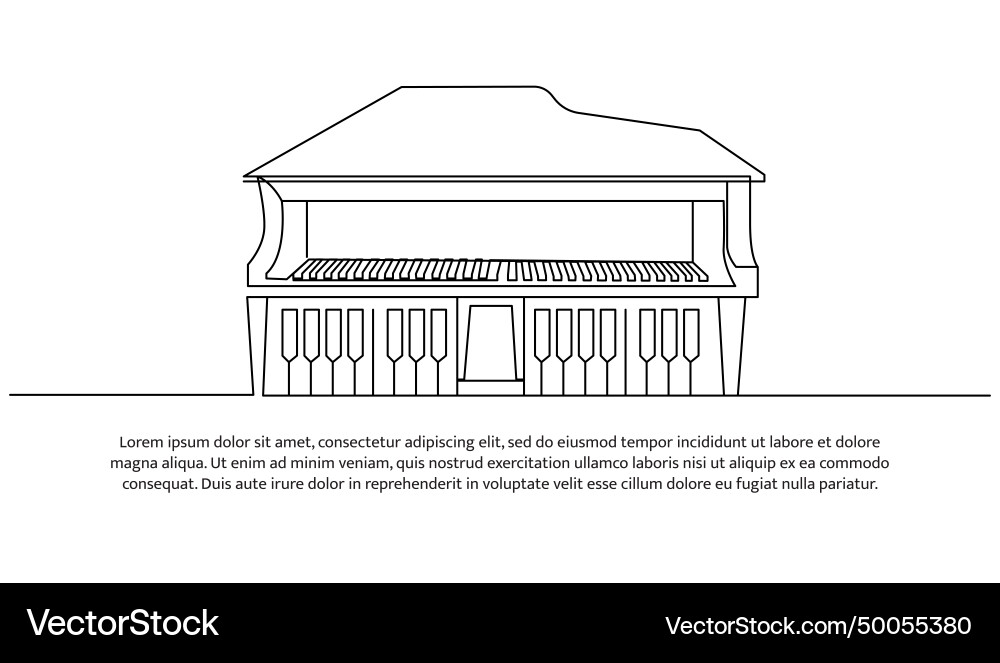 Piano one continuous line design decorative Vector Image