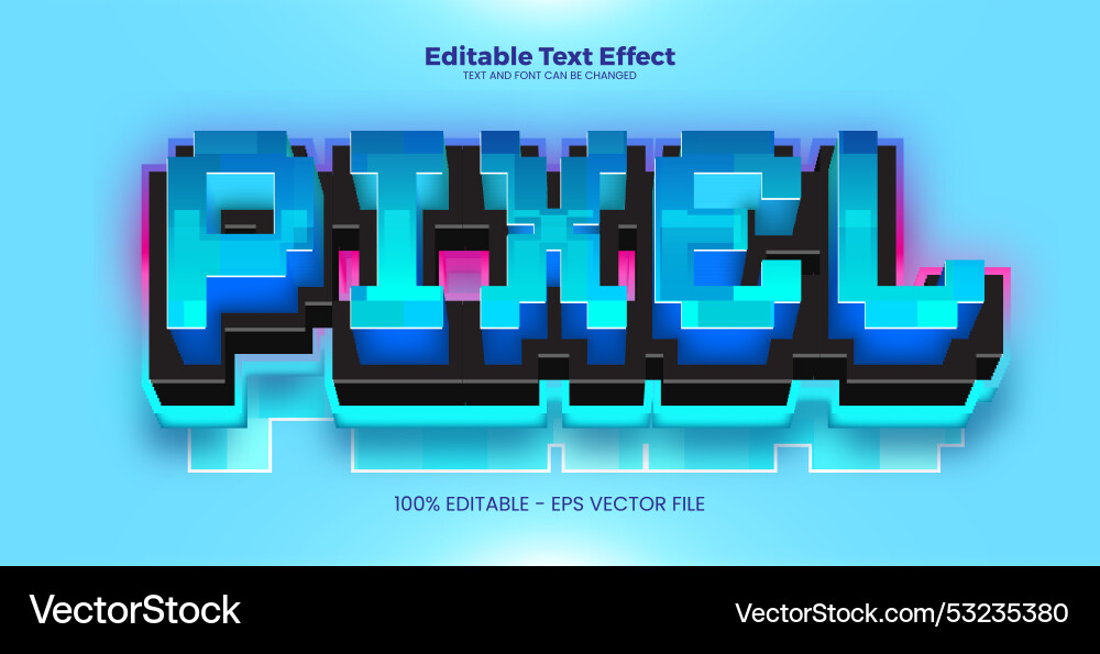 Pixel editable text effect in modern trend style Vector Image