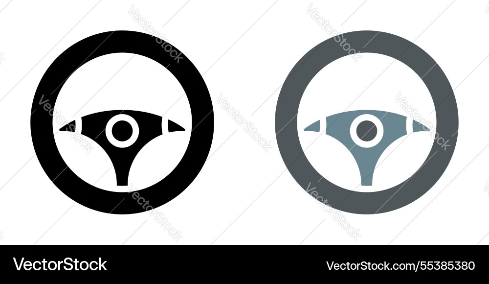 Steering wheel icons pack in black and colored Vector Image