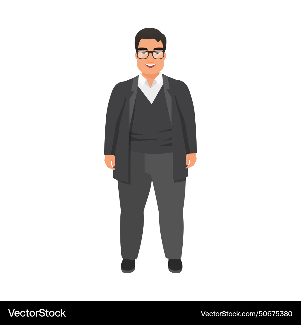 Young plus size businessman with glasses standing Vector Image
