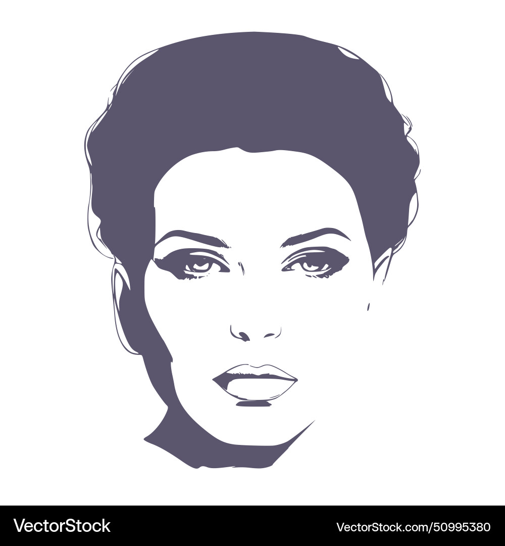 Young woman face front view in low key style Vector Image