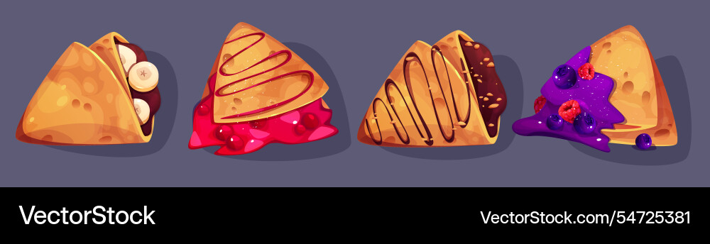 Cartoon crepes filled with different toppings Vector Image