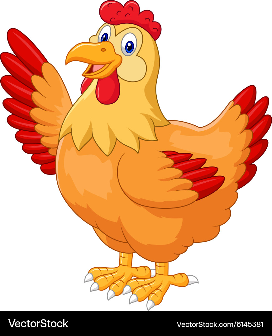 Chicken hen waving hand Royalty Free Vector Image