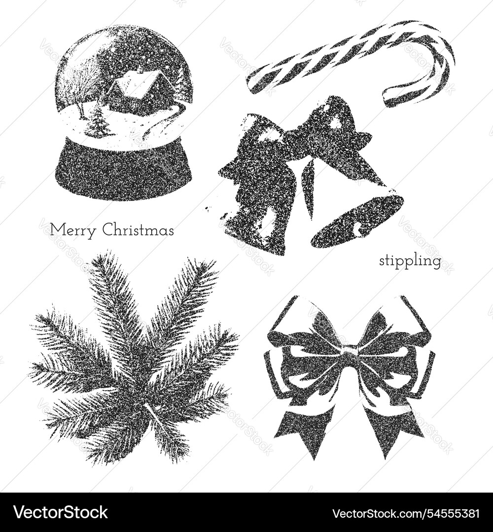 Christmas set with snowball bells candy cane Vector Image