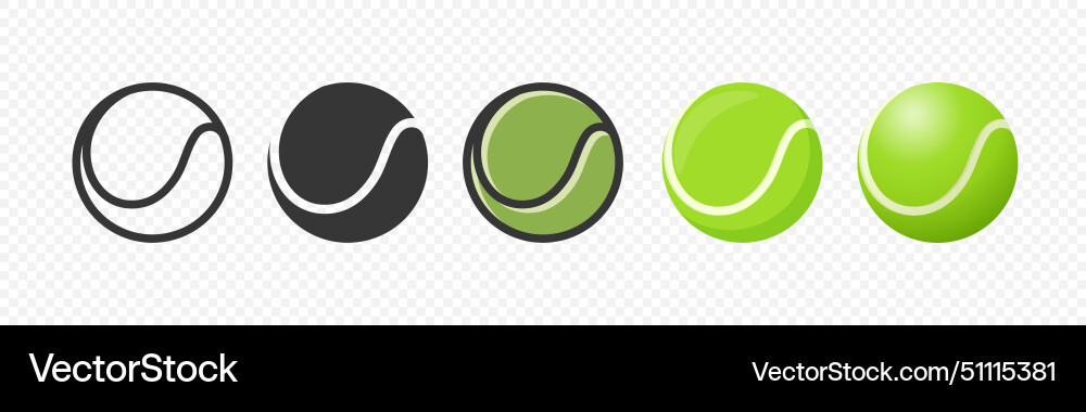 Flat tennis ball icon set Royalty Free Vector Image