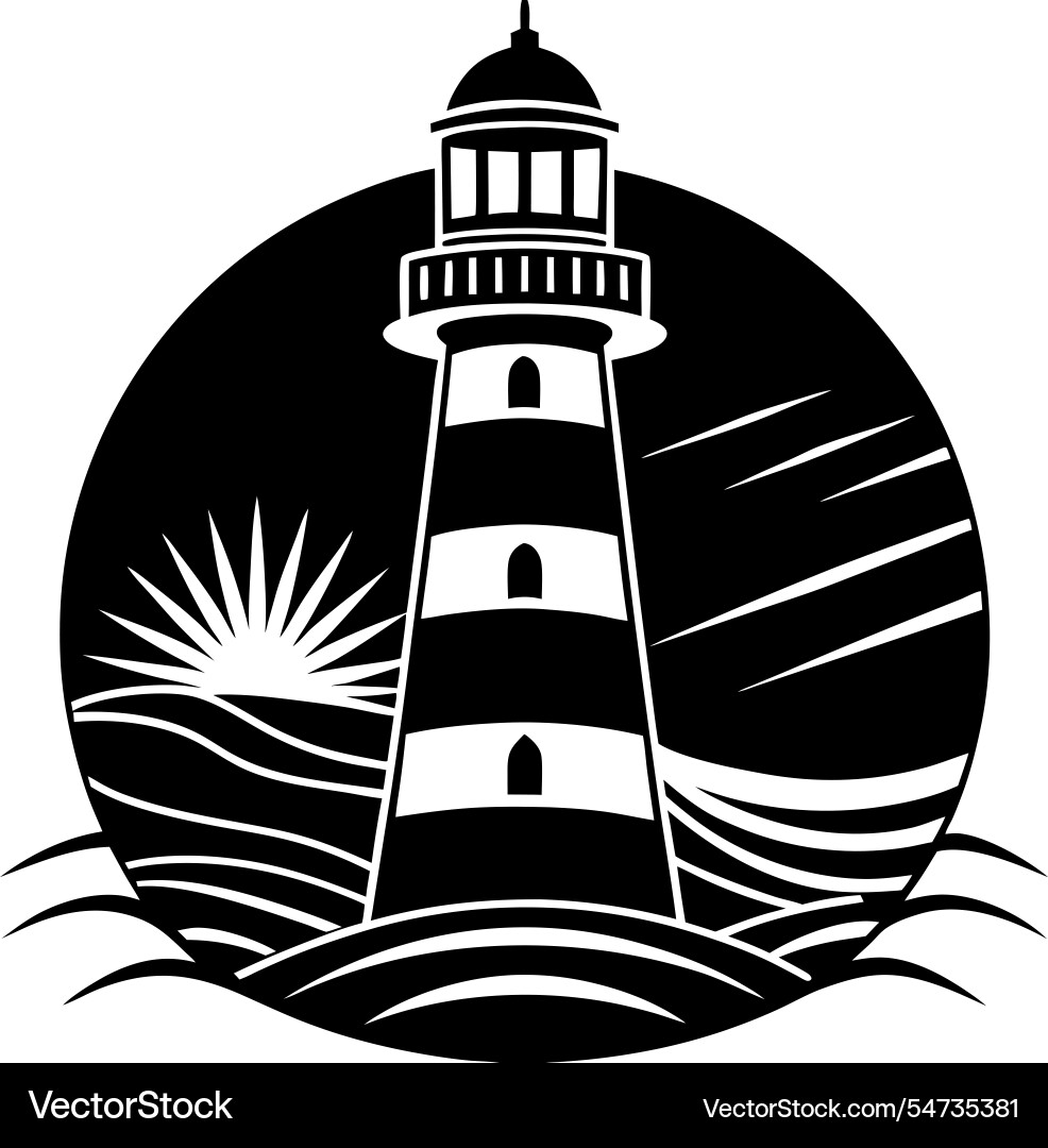 Lighthouse black and white silhouette design Vector Image