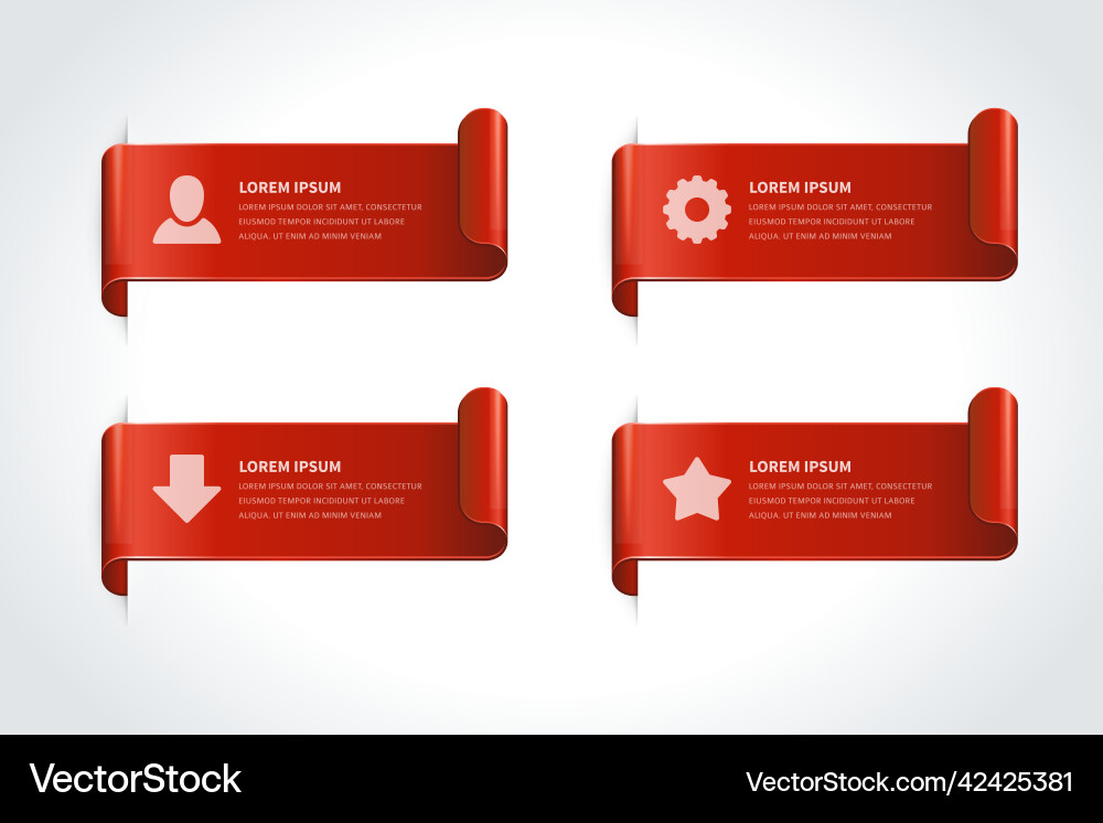 Red glossy curved bookmark banner horizontal Vector Image