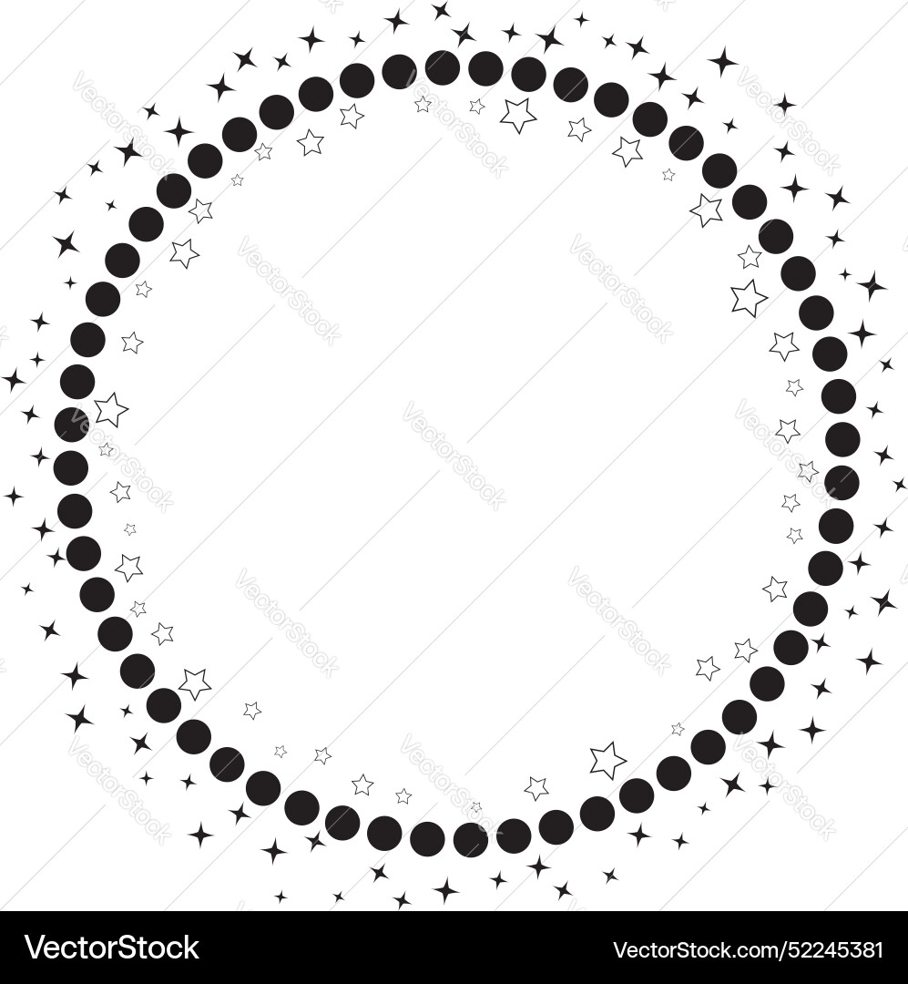 Round frame with circles and stars Royalty Free Vector Image