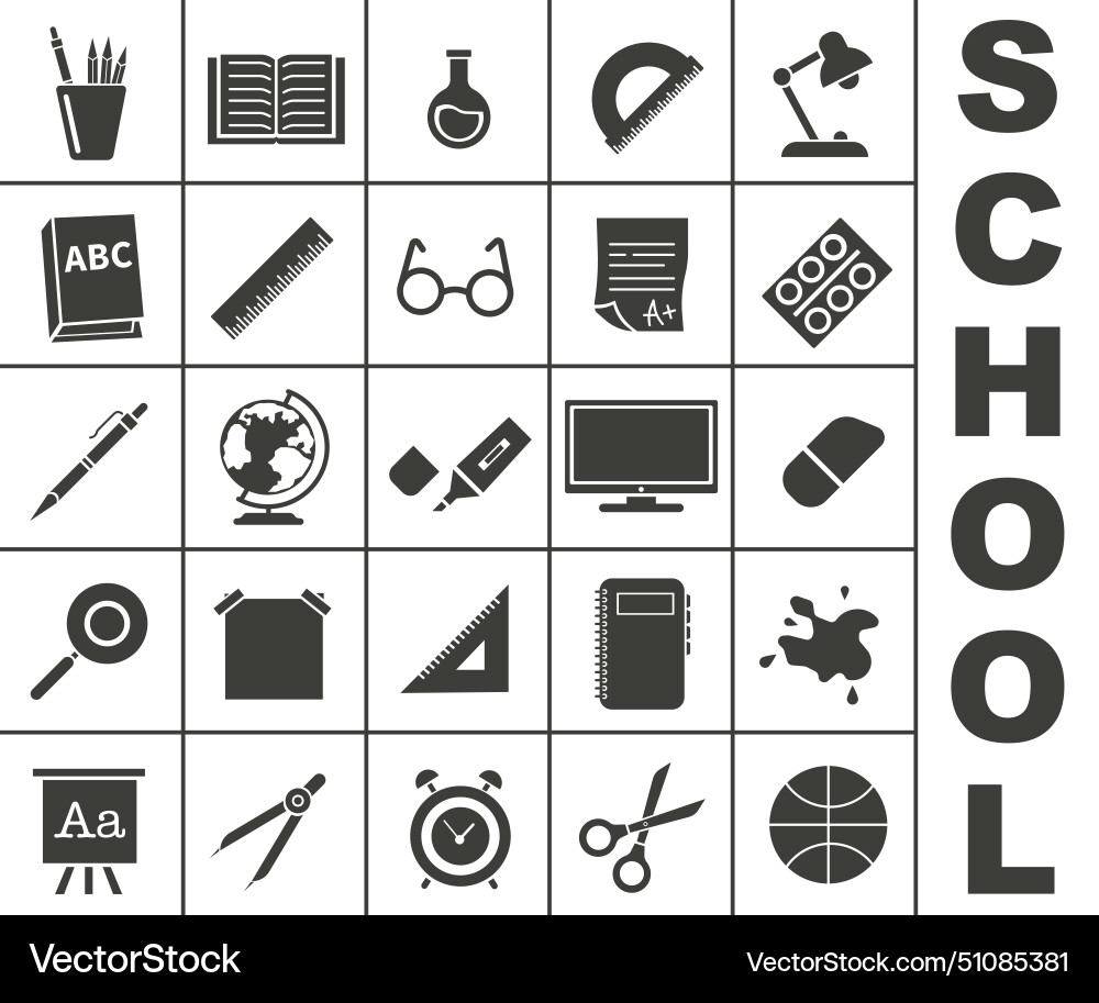 School icons collection of complete Royalty Free Vector