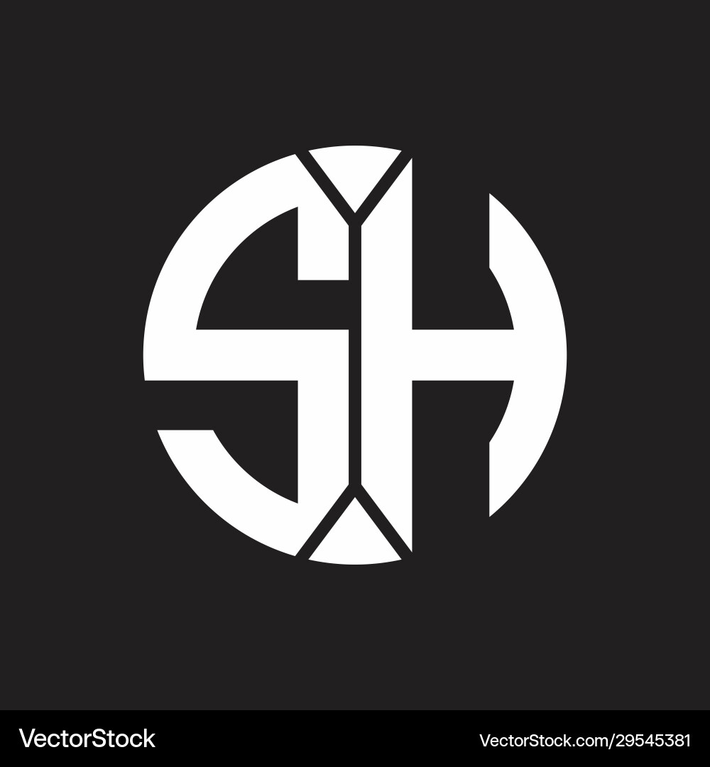 Sh logo monogram with piece circle ribbon style Vector Image