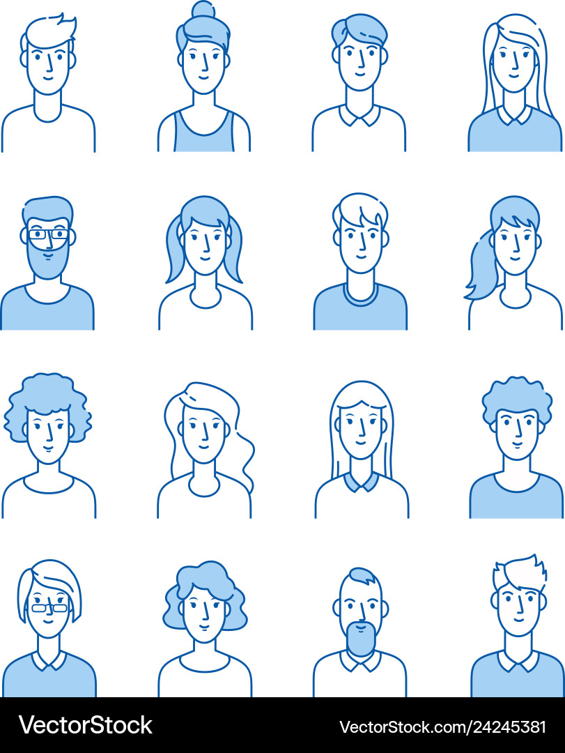 Smiling Young People Icons Royalty Free Vector Image