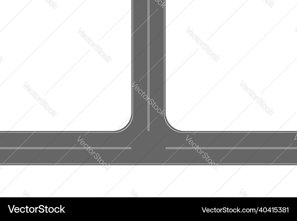 Three way t road junction top view highway part Vector Image