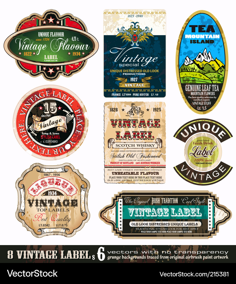 Vintage labels collection set Royalty Free Vector Image