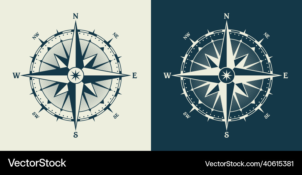 Vintage marine wind rose nautical chart Royalty Free Vector