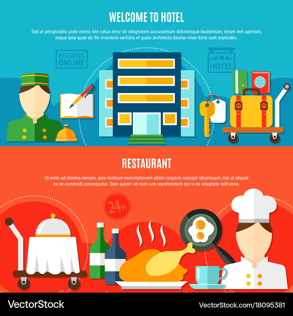 Welcome to hotel horizontal banners Royalty Free Vector