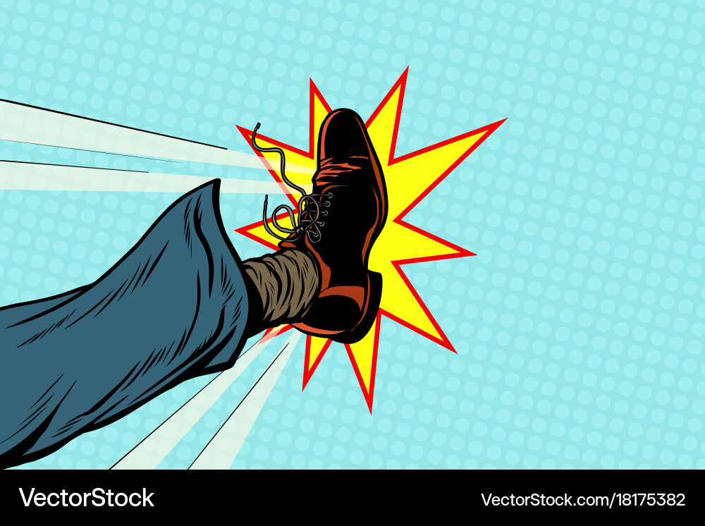 Businessman kicking pop art foot Royalty Free Vector Image