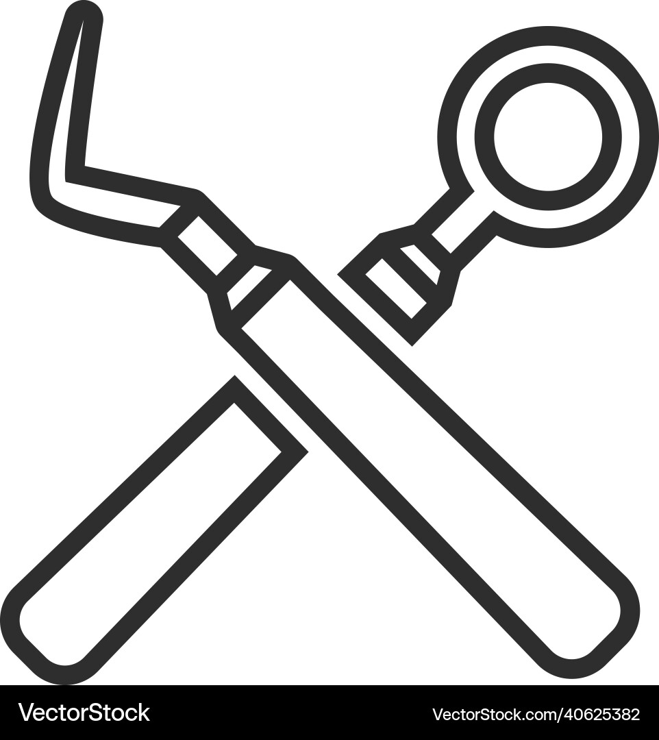 Dentist tool icon dental mirror and probe Vector Image