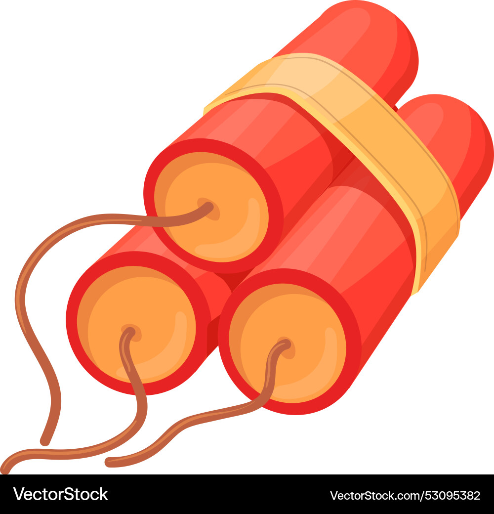 Dynamite cartoon icon red explosive firecrackers Vector Image