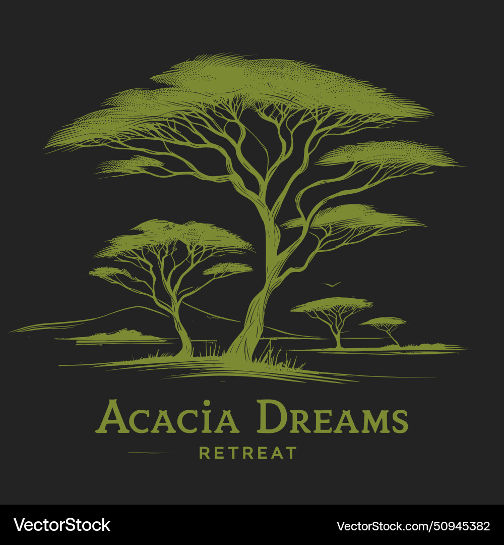 Graceful acacia silhouette Royalty Free Vector Image