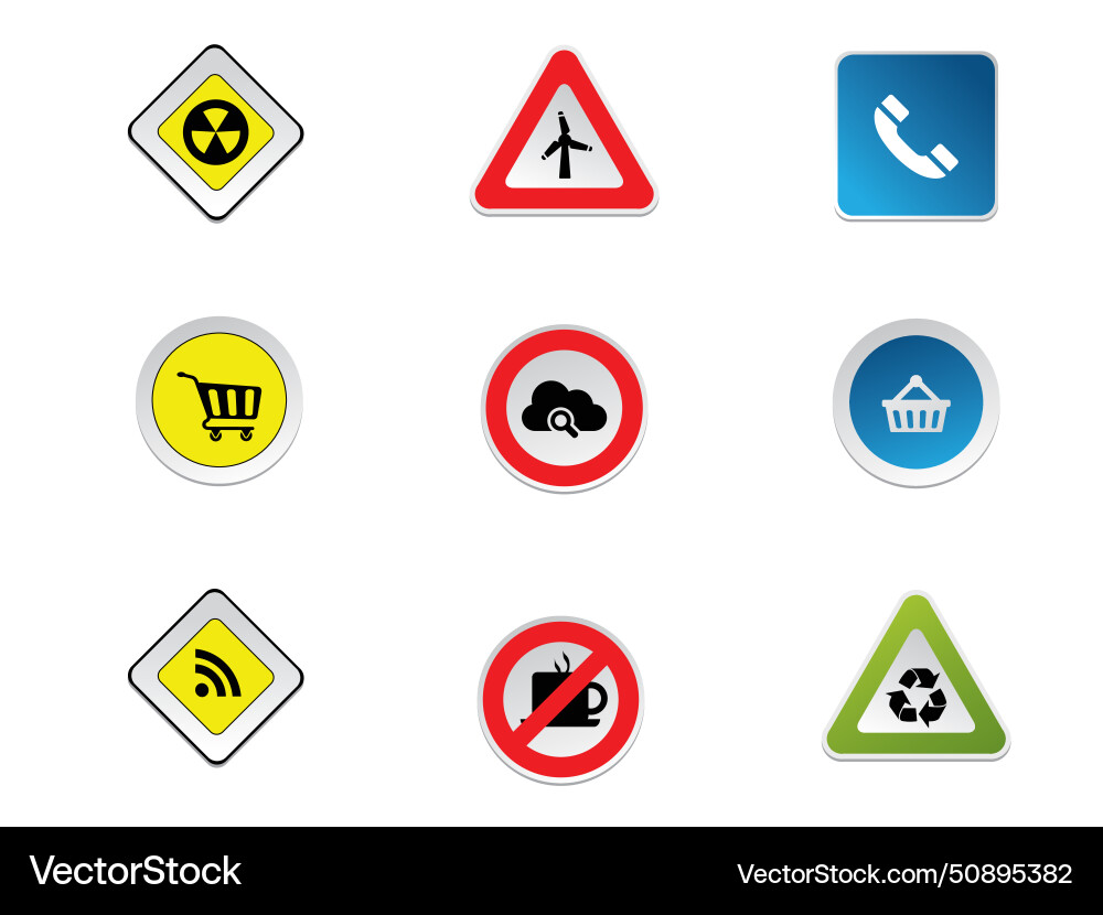 Guide signs set of iso prohibited actions p Vector Image