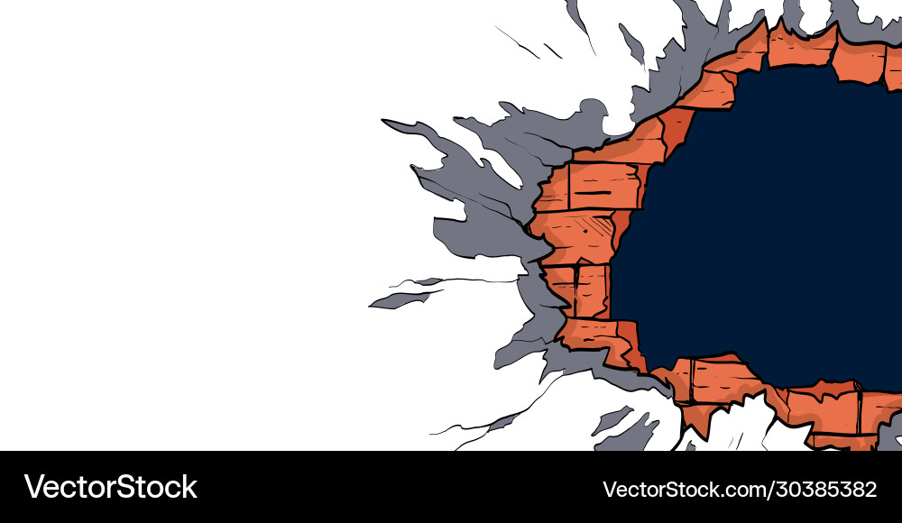 Hole in wall comics style hand drawn Royalty Free Vector