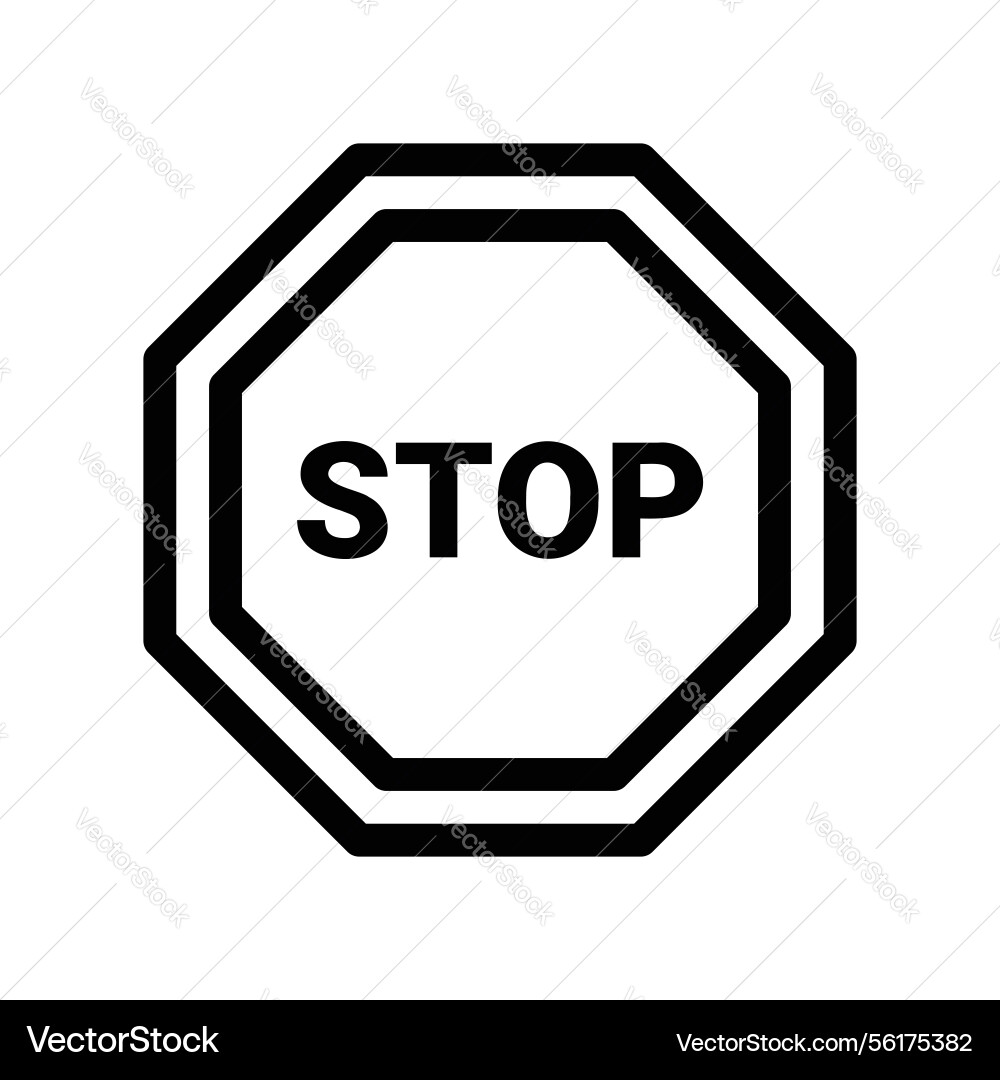 Octagonal stop road sign outline icon Royalty Free Vector