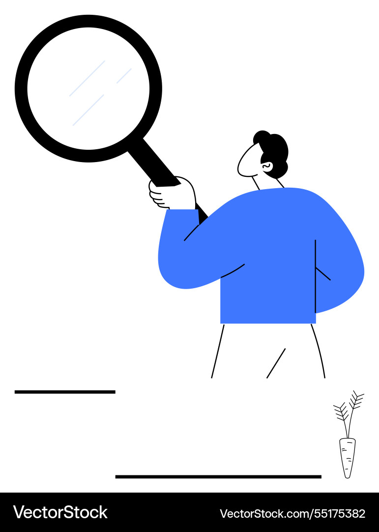 Person holding magnifying glass for exploration Vector Image
