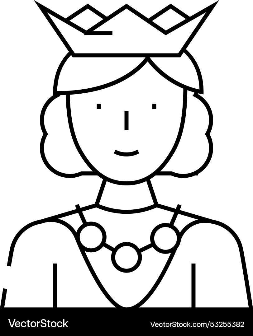 Queen woman line icon Royalty Free Vector Image