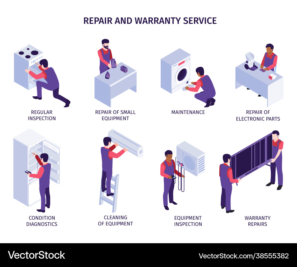 Repair service composition set Royalty Free Vector Image