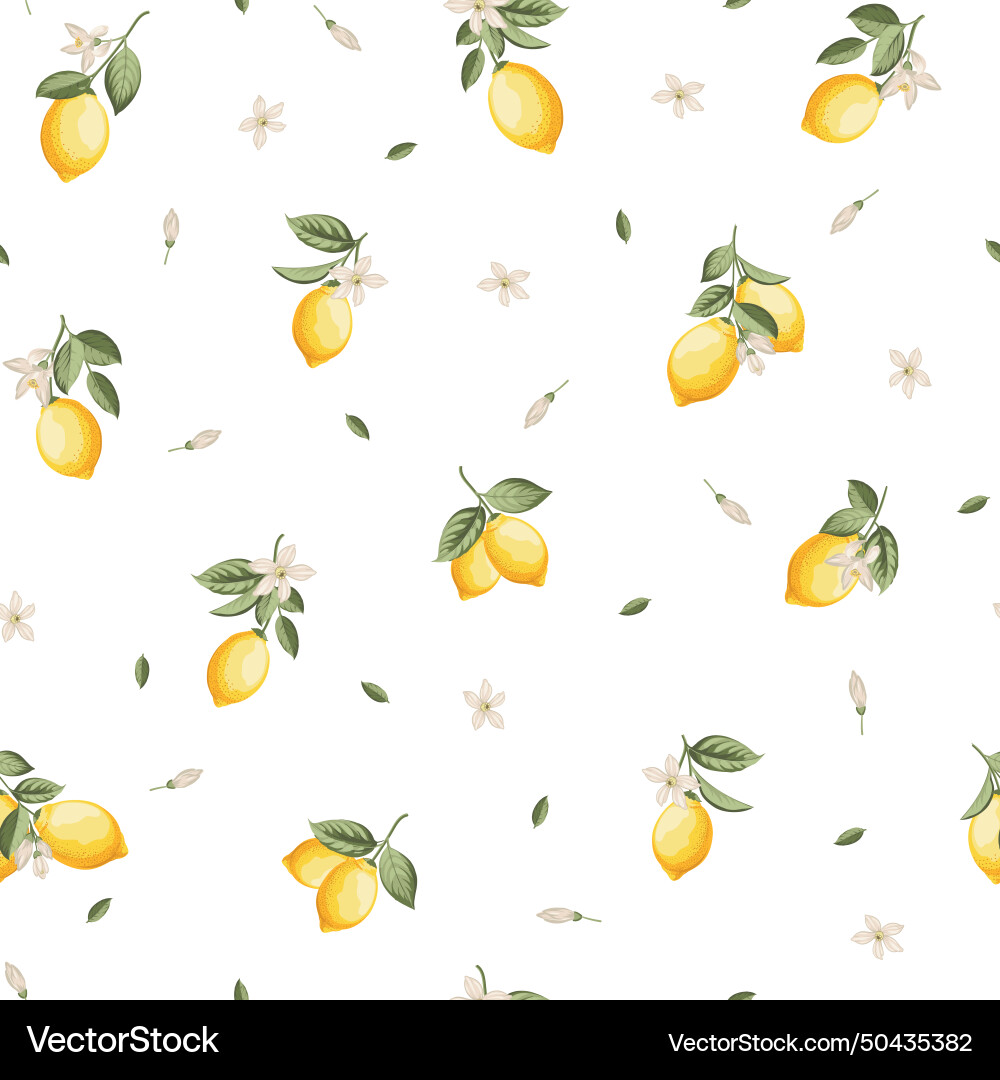 Seamless citrus pattern with lemons Royalty Free Vector