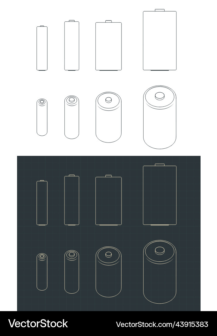 Batteries blueprints Royalty Free Vector Image