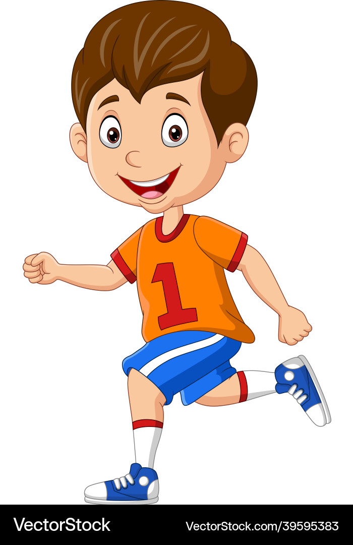 Cartoon happy little boy running Royalty Free Vector Image