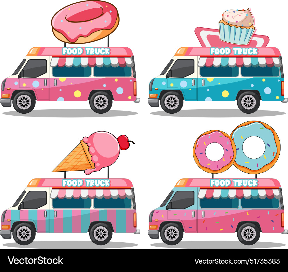 Dessert-themed food trucks Royalty Free Vector Image