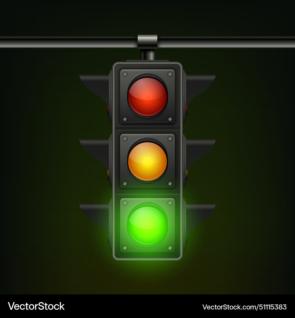 Realistic Hanging Traffic Light - Green Royalty Free Vector