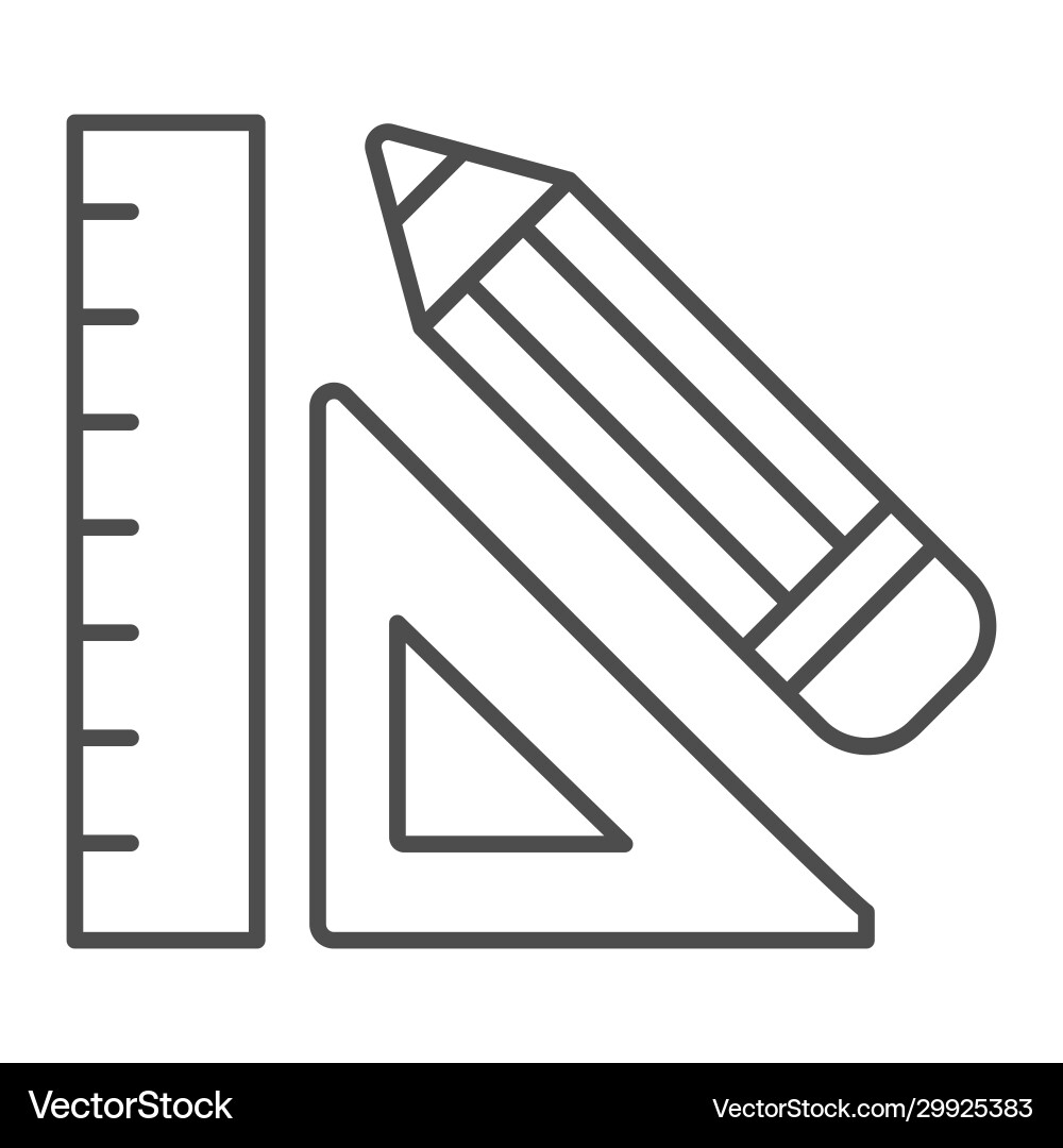 Ruler and pencil thin line icon drawing math Vector Image