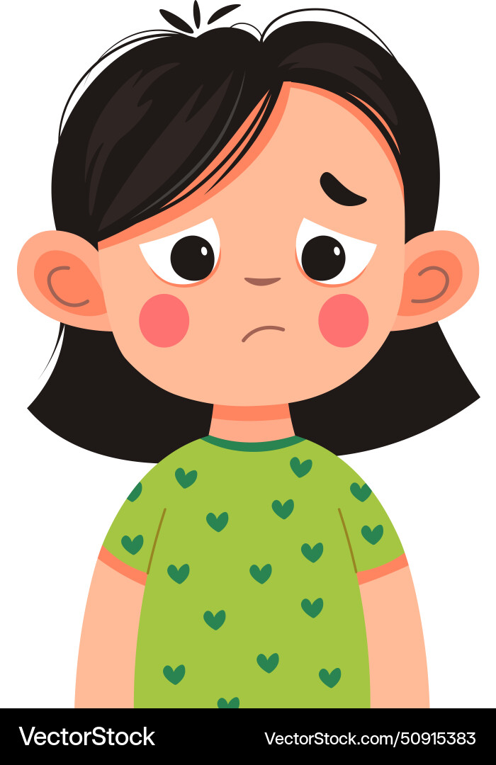 Sad or upset kid child with sadness expression Vector Image