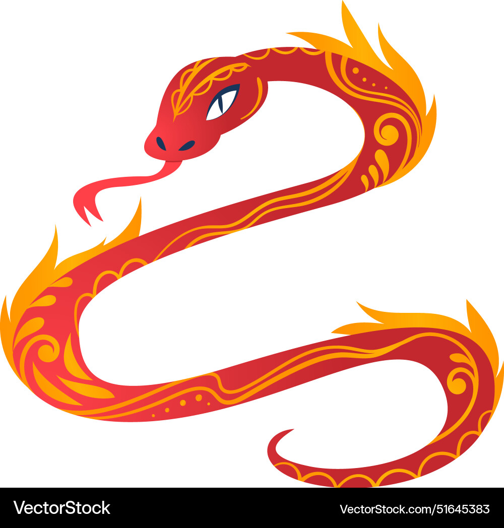 Sinuous red serpent adorned flames Royalty Free Vector Image
