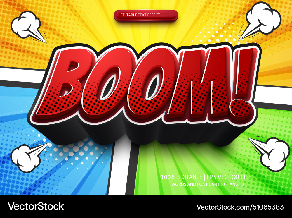 Super bang comic cartoon style bold 3d editable Vector Image