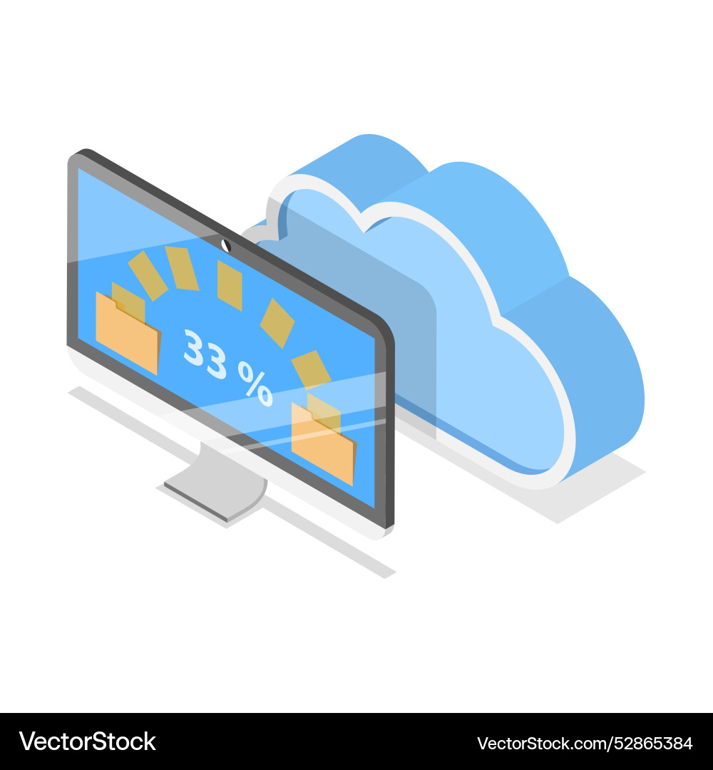 3d isometric flat icon set cloud technologies Vector Image