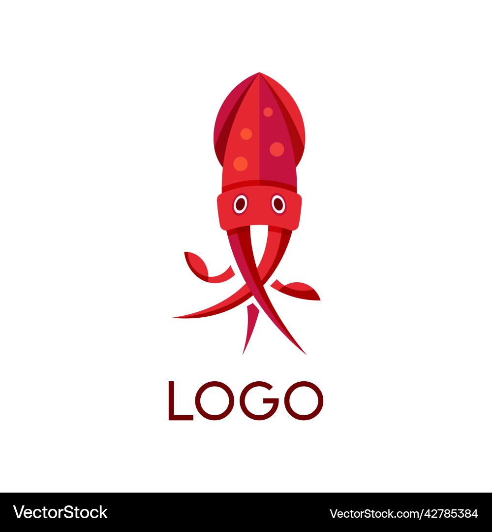 Calamary logo design icon or clipart Royalty Free Vector
