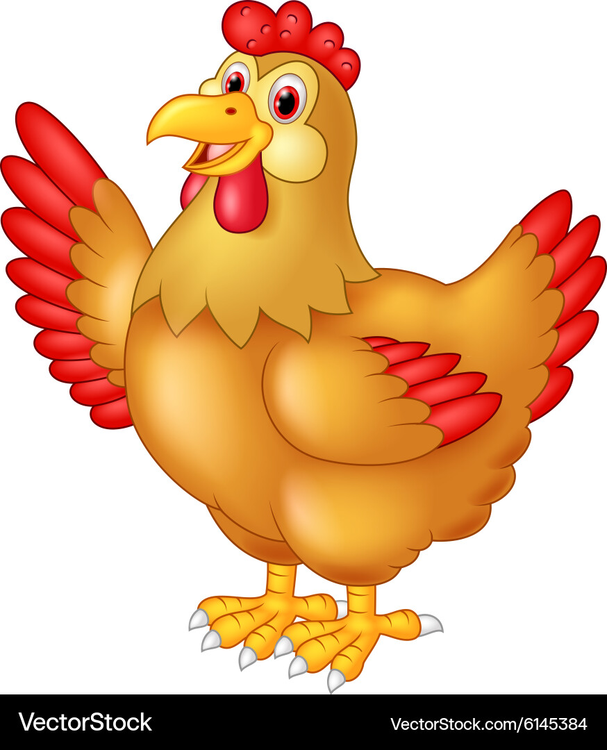 Chicken hen waving hand Royalty Free Vector Image