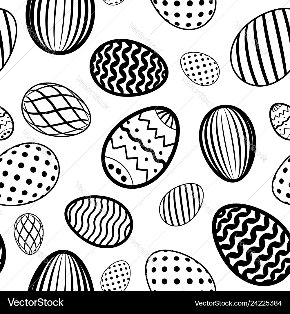 Easter egg seamless pattern white black holiday Vector Image