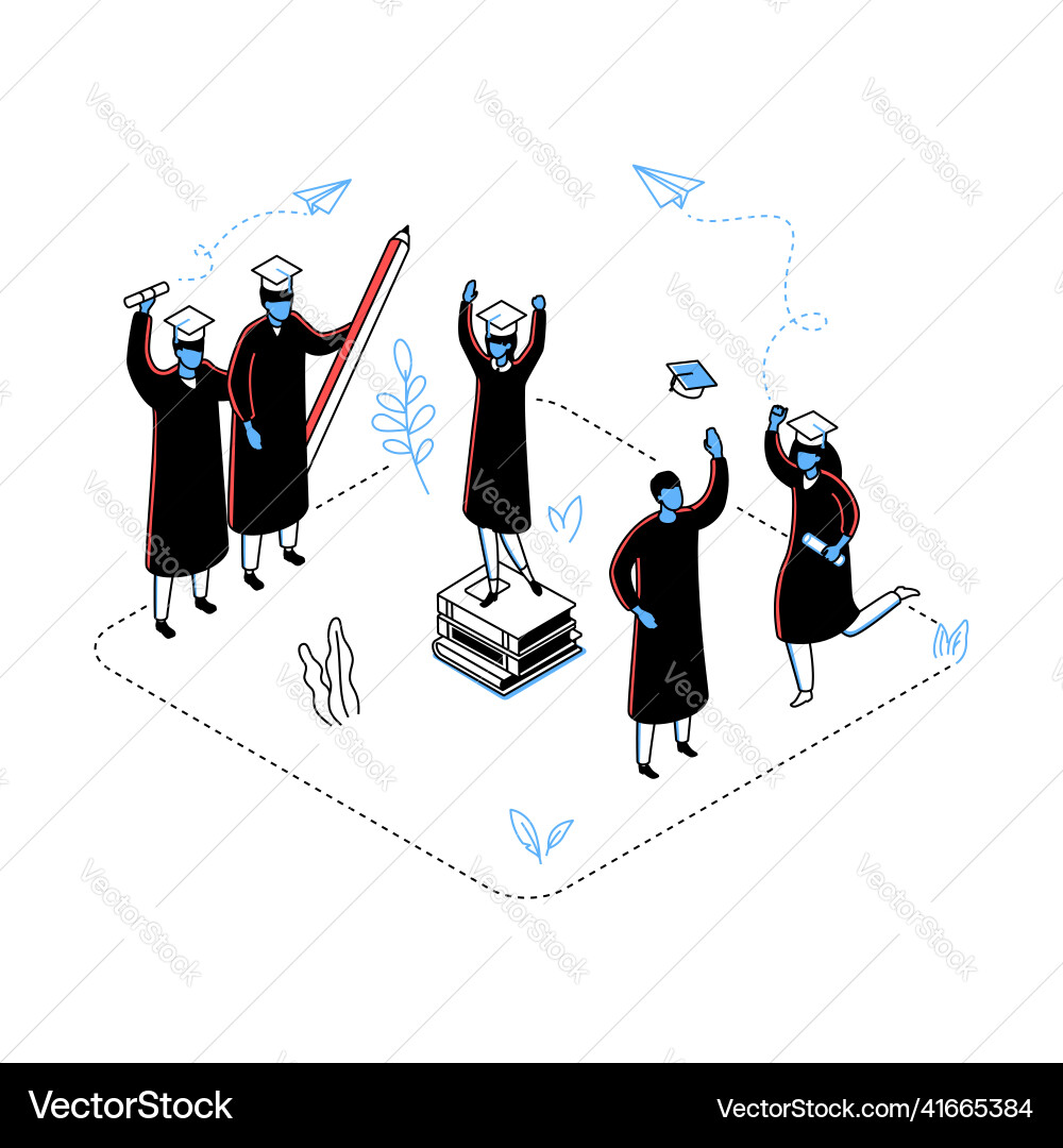 Graduation concept - modern line isometry design Vector Image