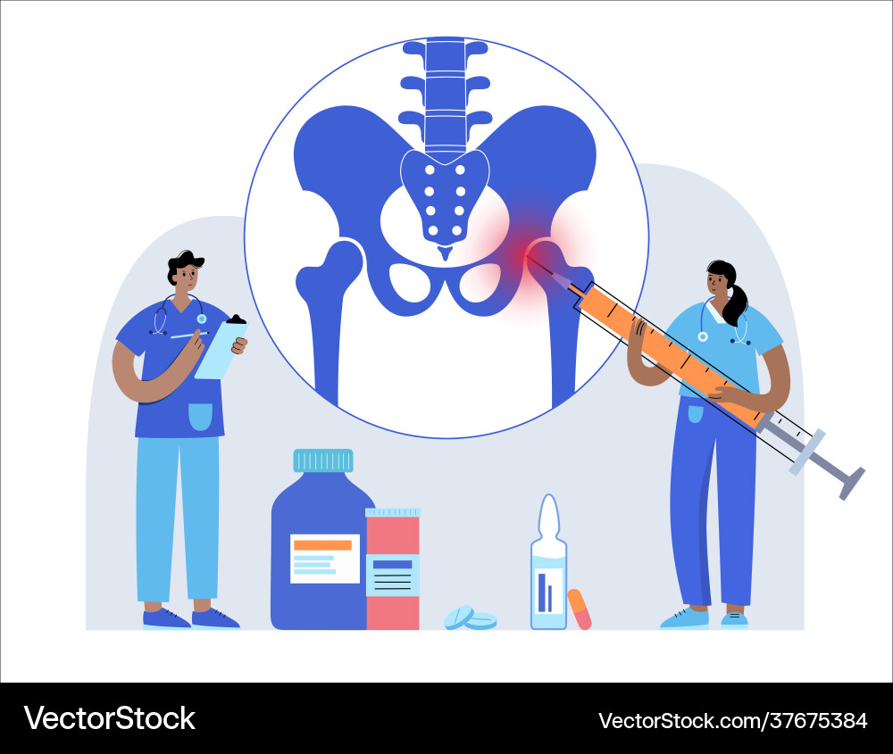 Hip joint injection Royalty Free Vector Image - VectorStock