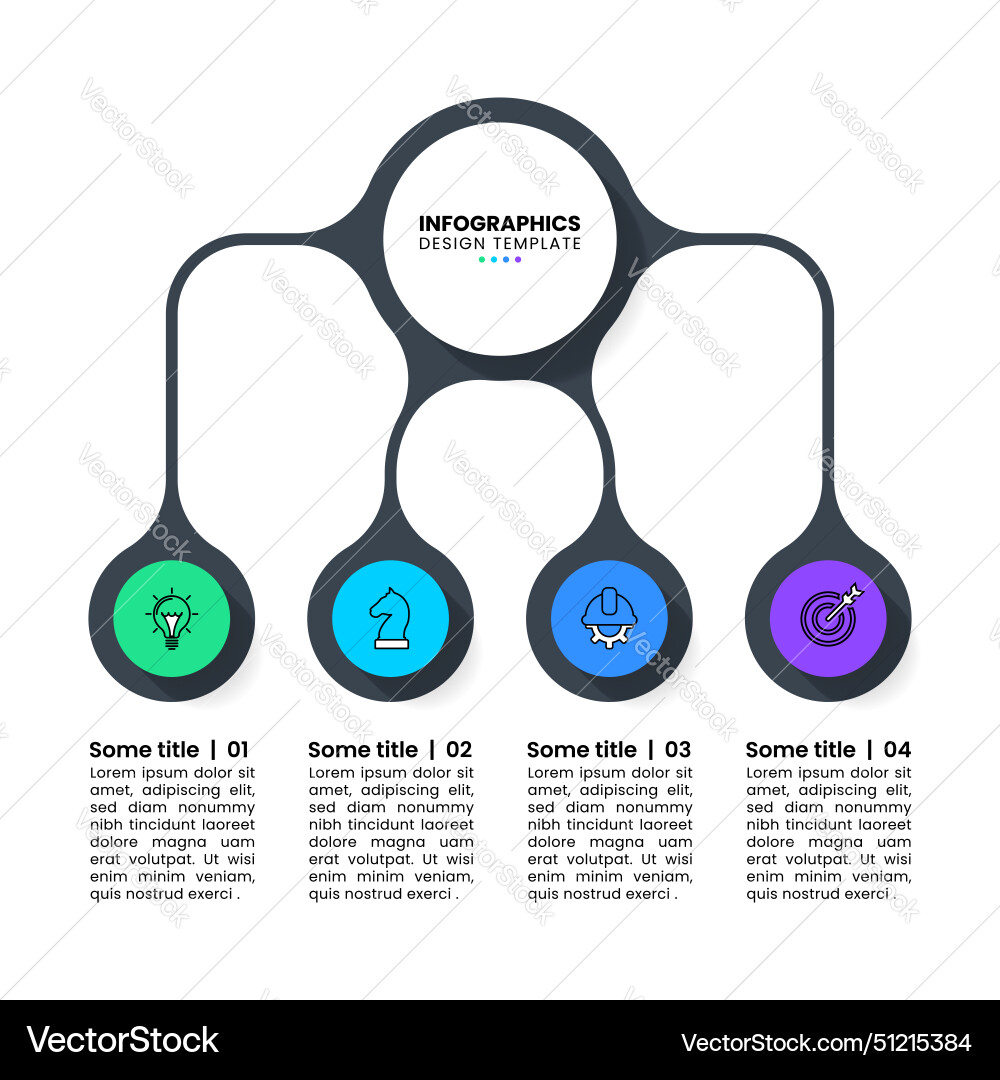 Infographic template 4 linked circles with title Vector Image