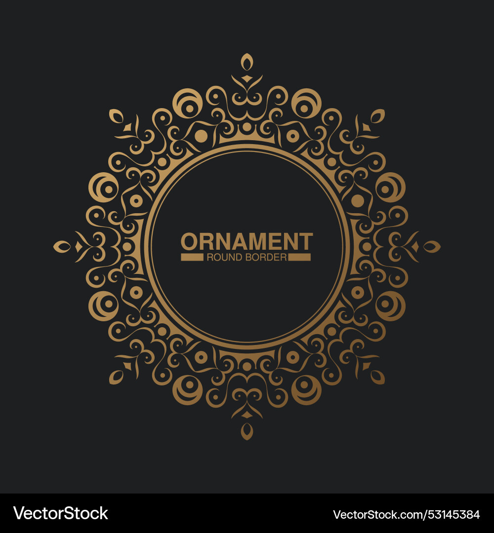 Luxury gold round floral frame design Royalty Free Vector