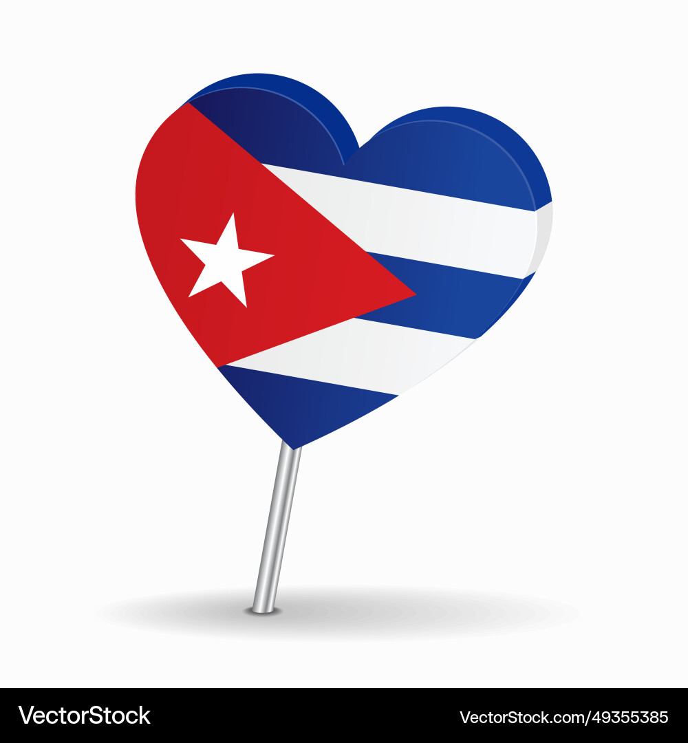 Cuban flag heart-shaped map pointer layout Vector Image