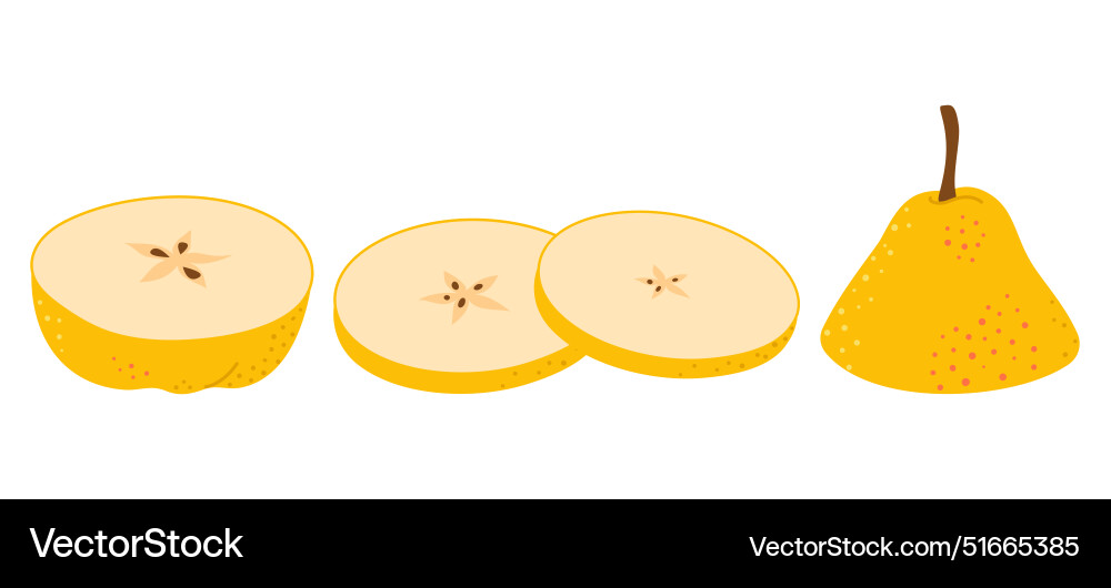 Cut ripe yellow pear cartoon icon hand drawn Vector Image